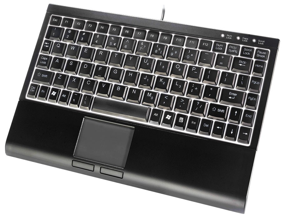 Acecad KB-3910BL Black Mini Blacklit Keyboard w Touchpad